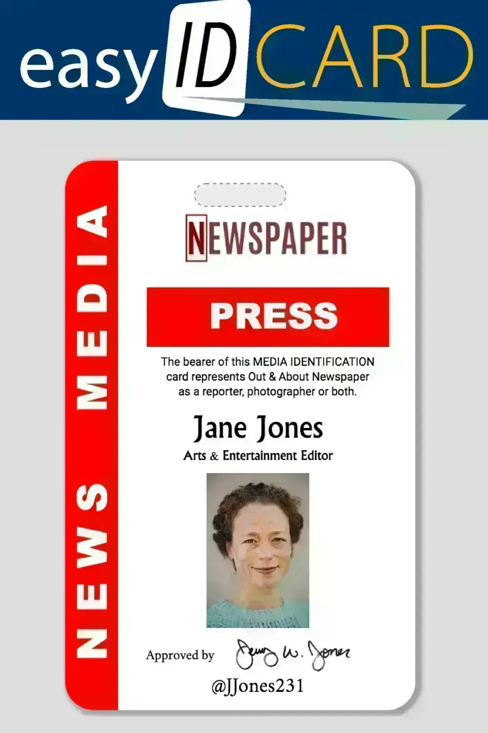 Press Pass | Online ID card creator with many ID badge templates ...